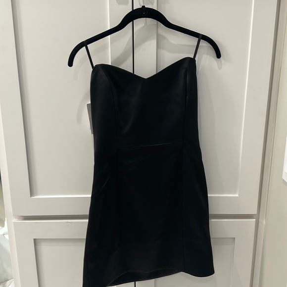 Babaton | Dresses | Nwt Little Black Strapless Satin Dress | Poshmark